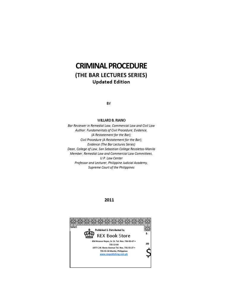Criminal Procedure The Bar Lectures Seri | PDF