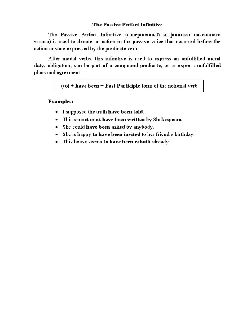 Passive Perfect Infinitive Explained | PDF | Philosophy | Poetry