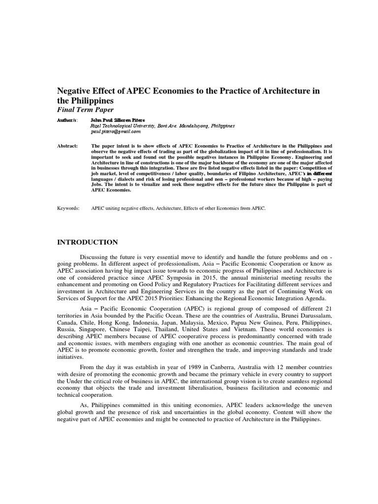 Negative APEC Effects on Philippine Architecture | PDF | Asia Pacific ...