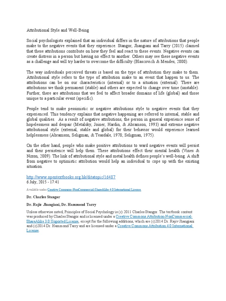 Attributional Style | PDF | Prison | Applied Psychology