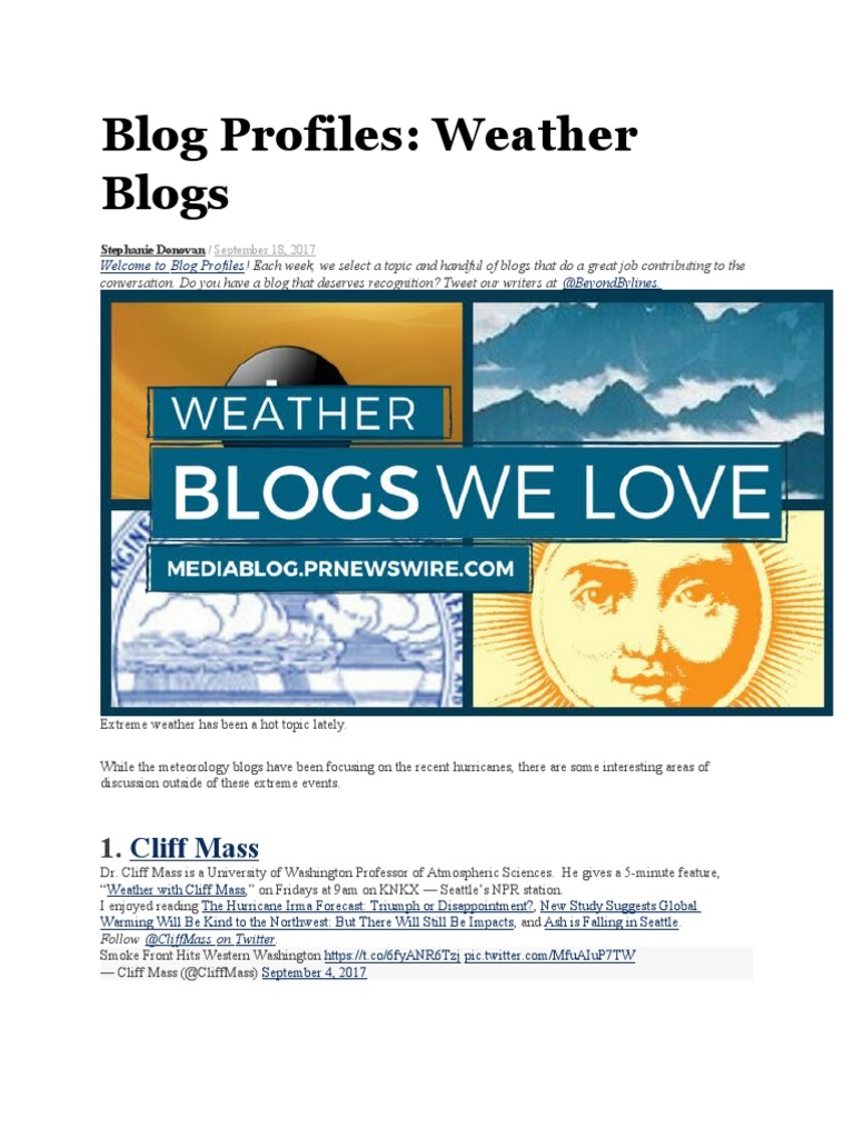 Blog Profiles: Weather Blogs: Cliff Mass | PDF | Weather | Meteorology