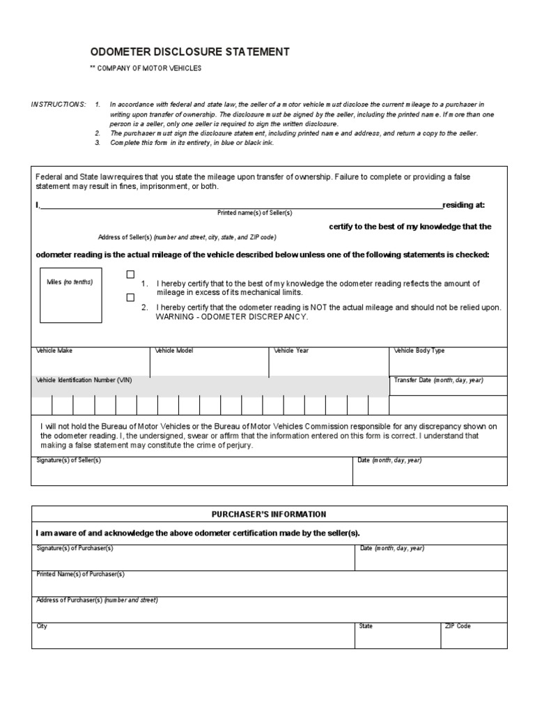 Odometer Disclosure Statement-WPS Office | PDF | Discovery (Law ...