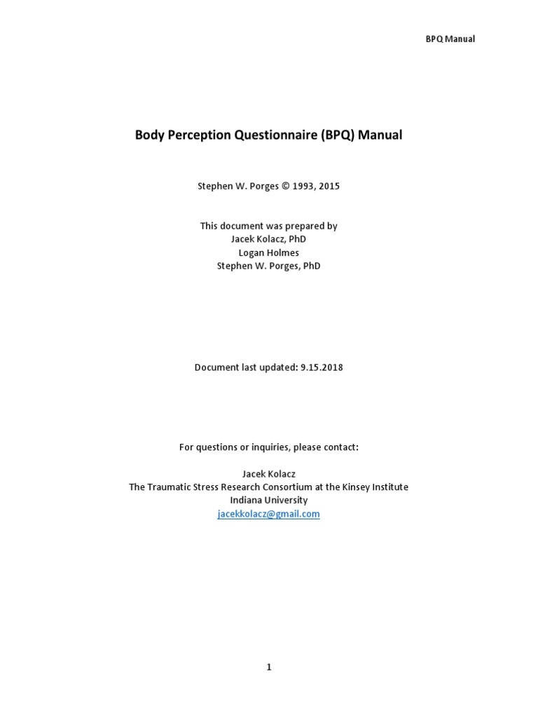 BPQ Manuel PDF | PDF | Standard Score | Nervous System