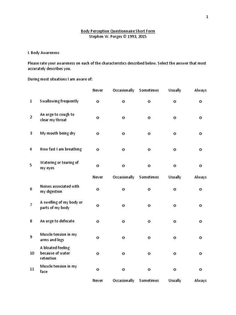 BPQ Questionnaire PDF | Download Free PDF | Human Anatomy | Physiology