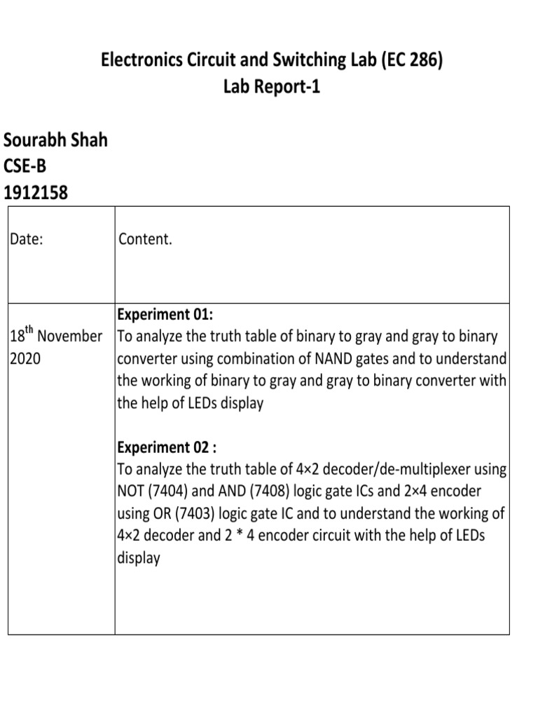 Electronics Circuit and Switching Lab (EC 286) Lab Report-1 Sourabh ...