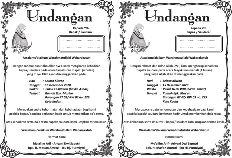Undangan Mapati Putri | PDF