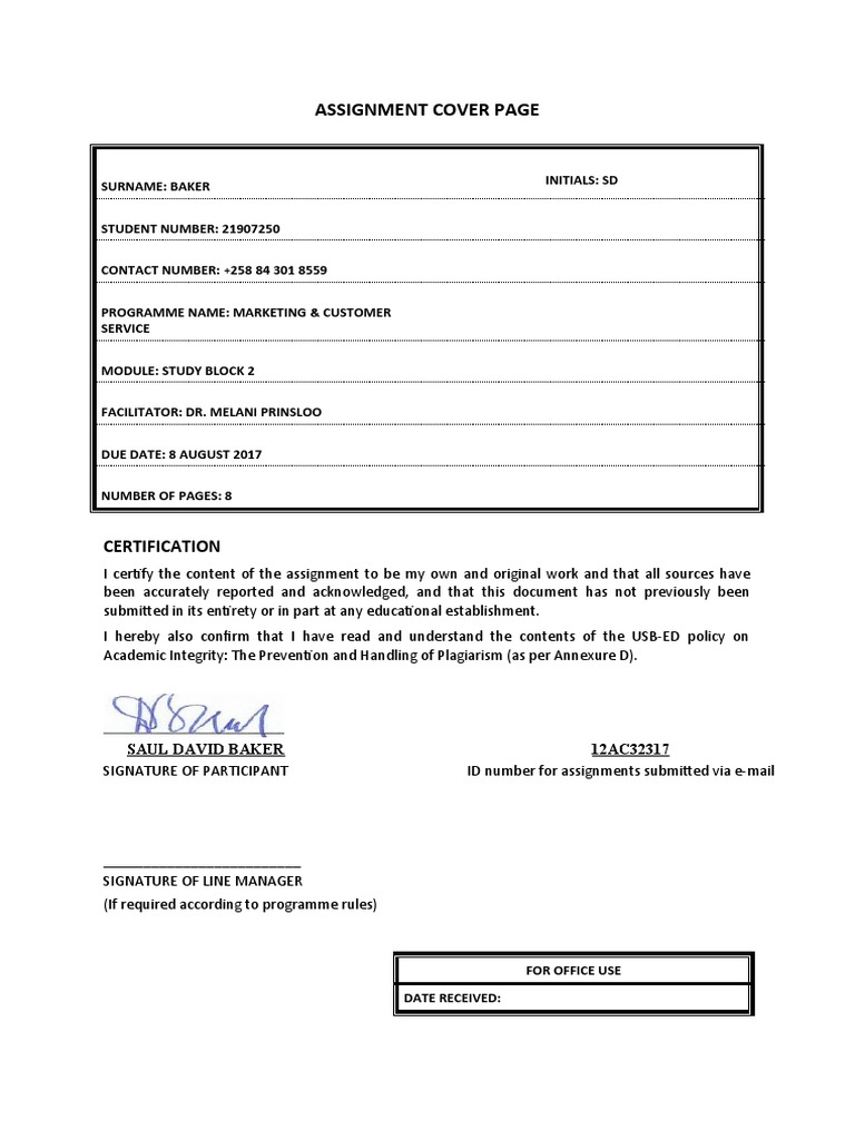 Assignment 2 - 2017 Final | PDF | Customer Satisfaction | Marketing