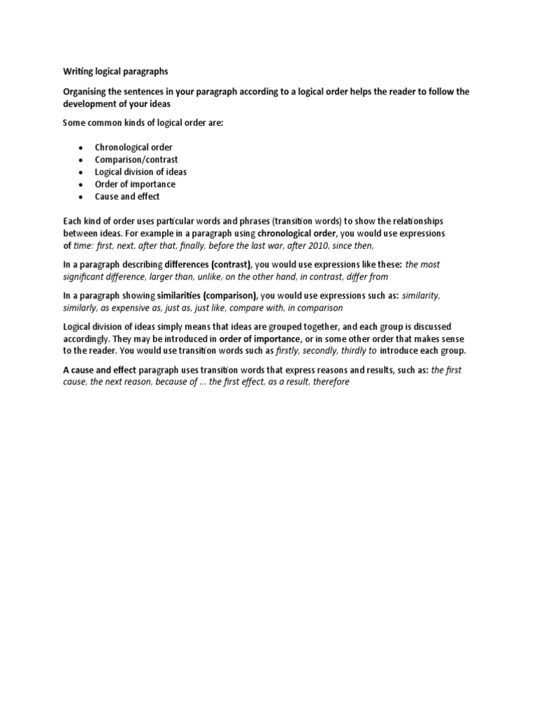 Writing Logical Paragraphs | PDF