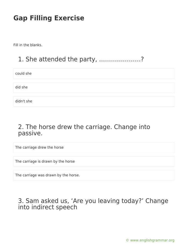 Gap Filling Exercise | PDF