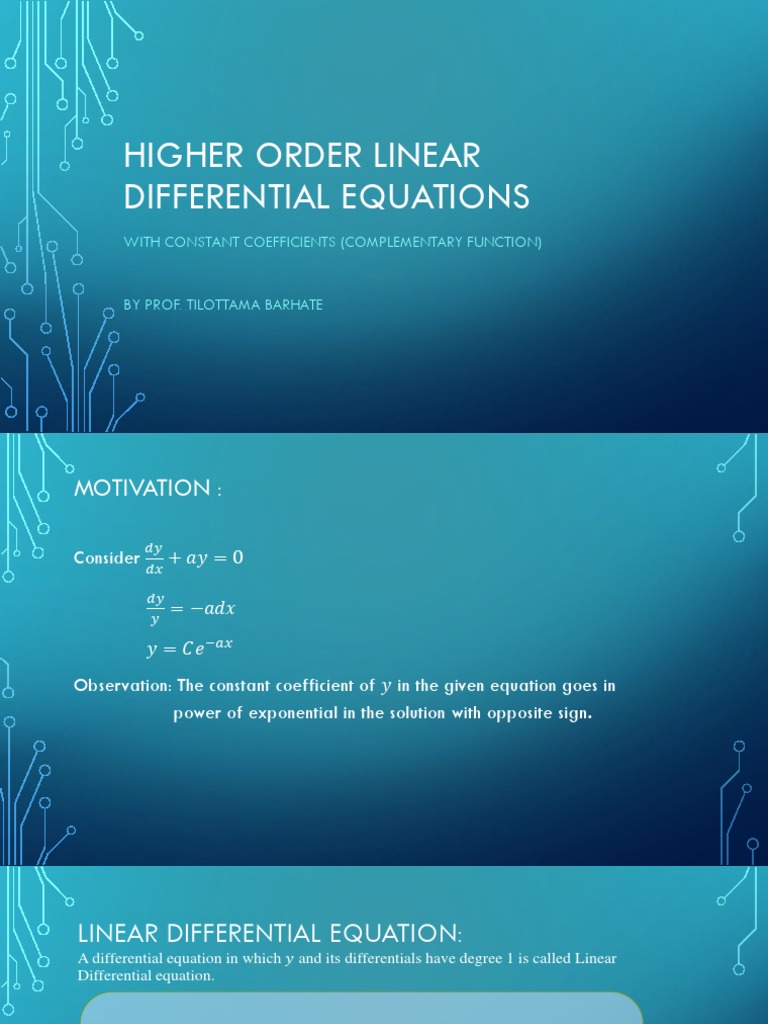 Lde Part 1 Of 8 Cf Pdf Ordinary Differential Equation Equations
