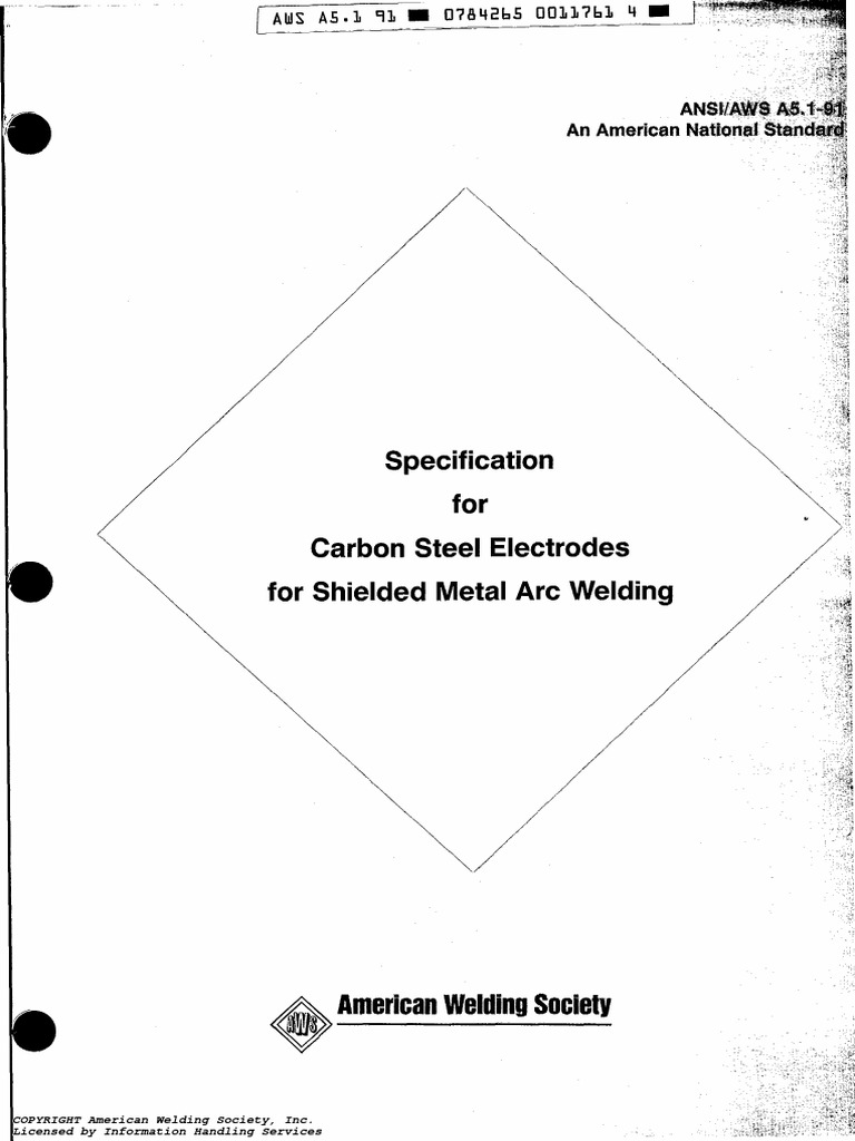 Aws A5.1 (1991) PDF | PDF | Welding | Construction