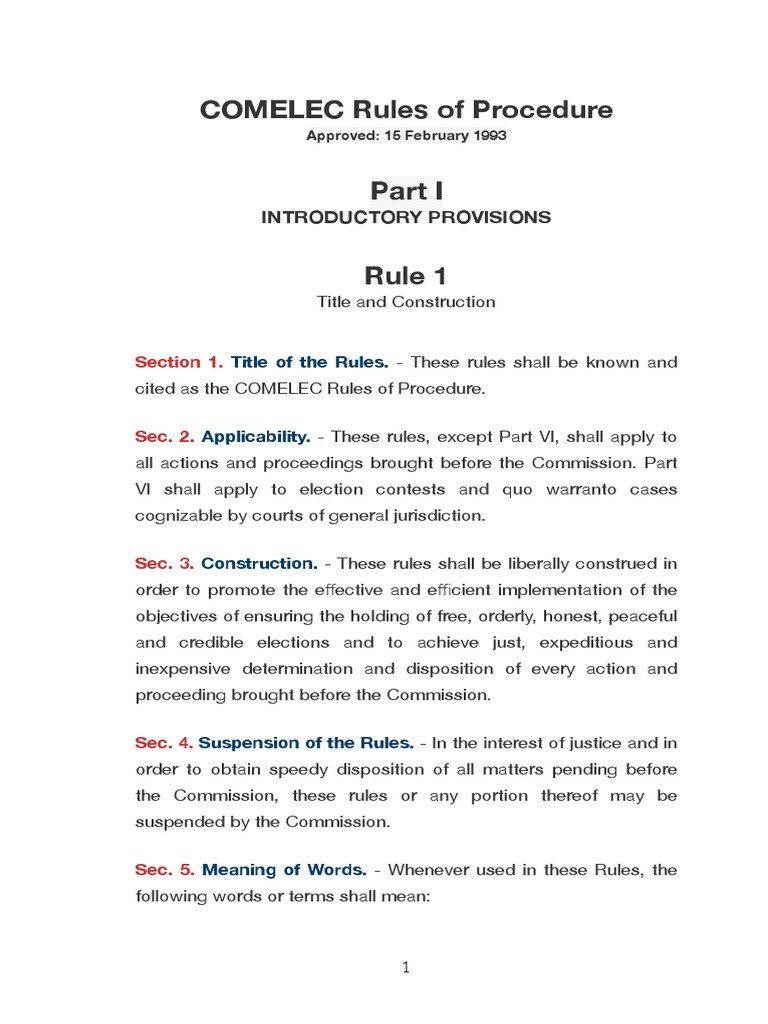 COMELEC Rules of Procedure | PDF | Intervention (Law) | Subpoena