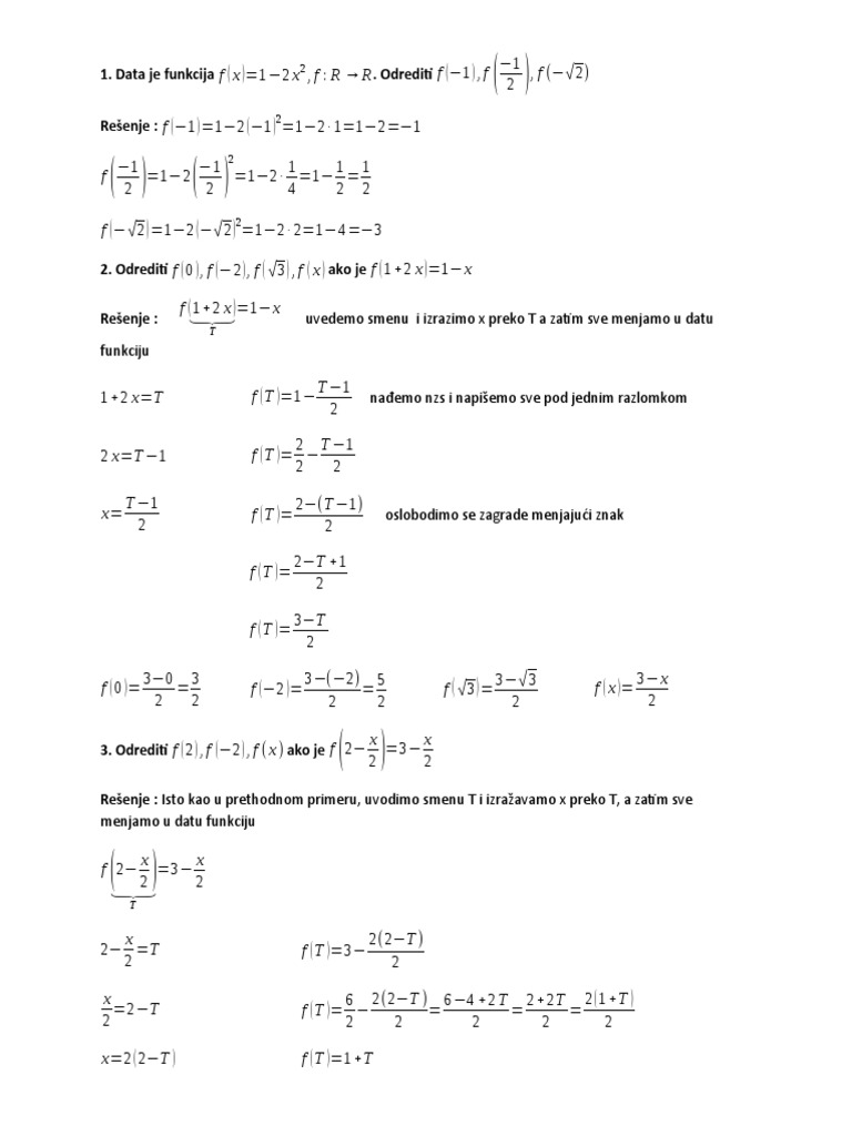 Funkcije - Rešeni Primeri | PDF