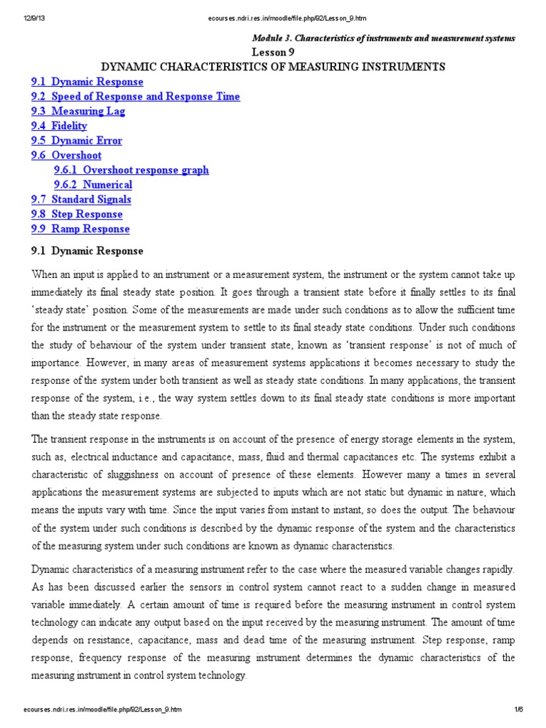 9 Dynamic Characteristics of Measuring Instruments | PDF | Control ...