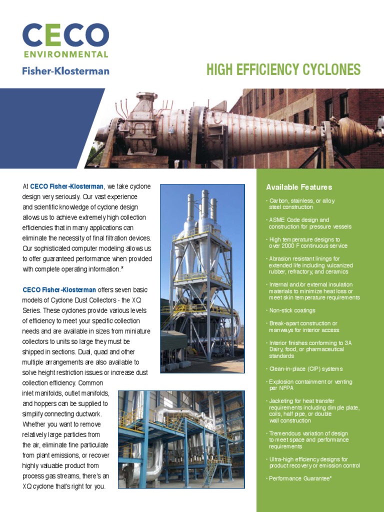 High Efficiency Cyclones: CECO Fisher-Klosterman | PDF | Chemical ...