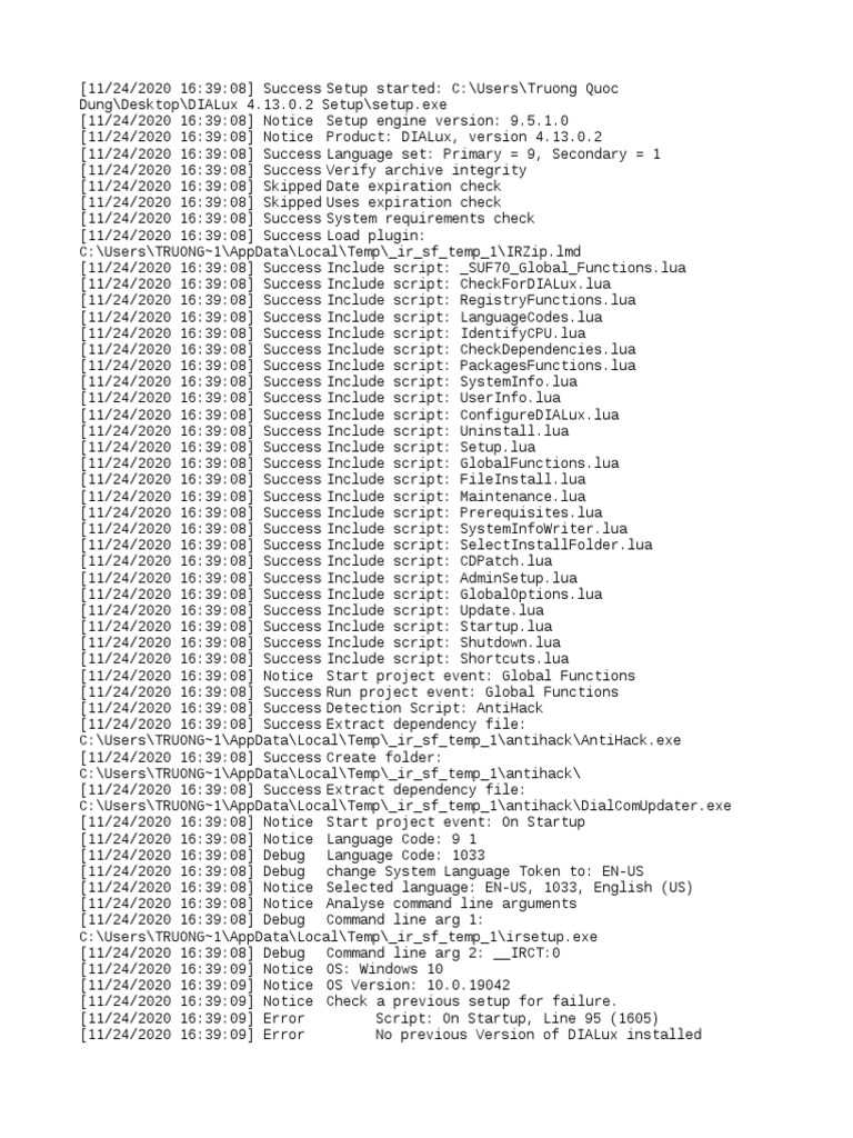 DIALux Setup Log | PDF | Command Line Interface | Computer File