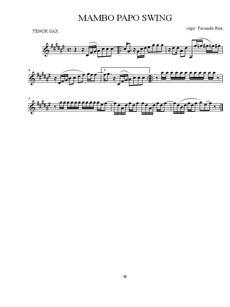 Mambo Papo Swing PDF Tenor PDF | PDF