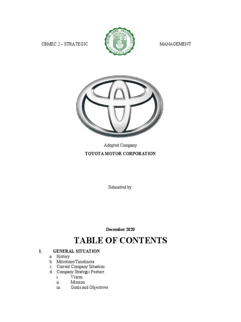 Cbmec 2 - Strategic Management: Toyota Motor Corporation | PDF | Toyota | Hybrid Electric Vehicle