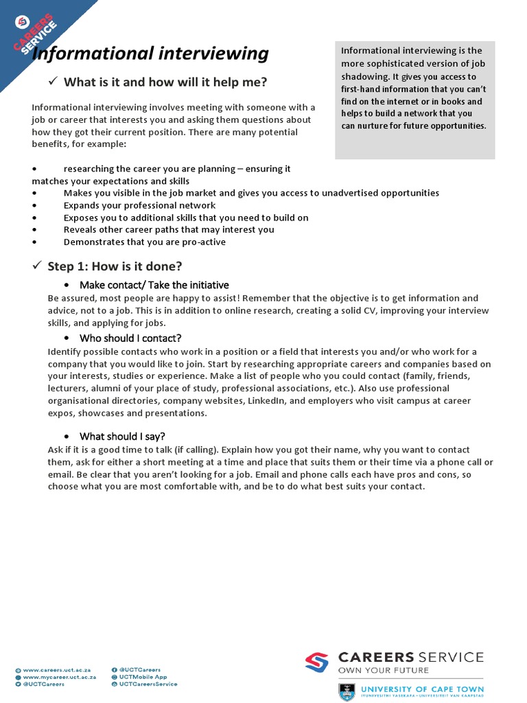 Informational Interview Guide | PDF | Interview | Job Interview