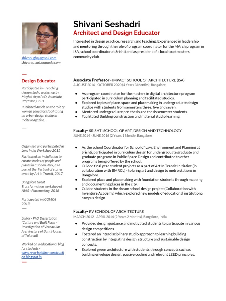 Shivani Seshadri: Architect and Design Educator | PDF | Architect | Design