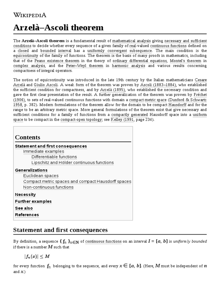 Arzelà-Ascoli Theorem: I (A, B) M | PDF | Compact Space | Continuous Function