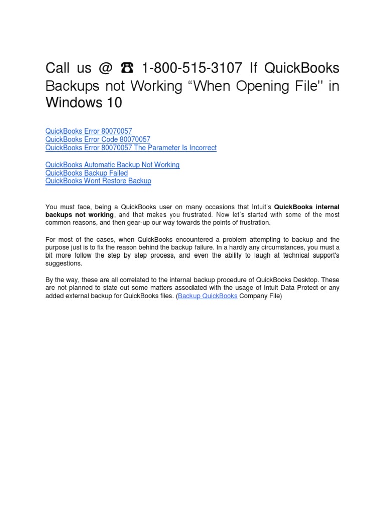 QuickBooks Automatic Backup Not Working | PDF | Quick Books | Backup