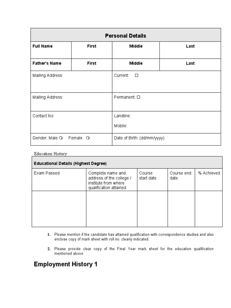 Background Verification Form (BGV) For Corporate | PDF | Employment ...