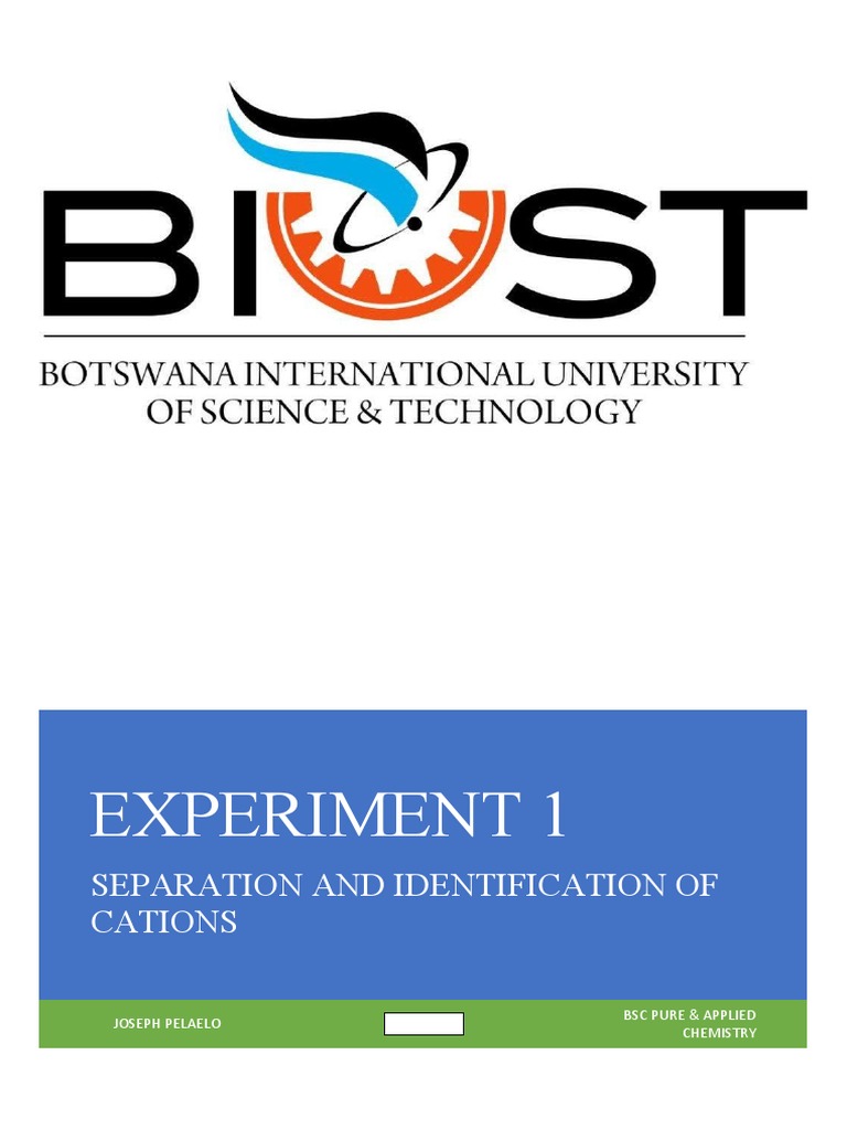 Experiment 1: Separation and Identification of Cations | PDF ...