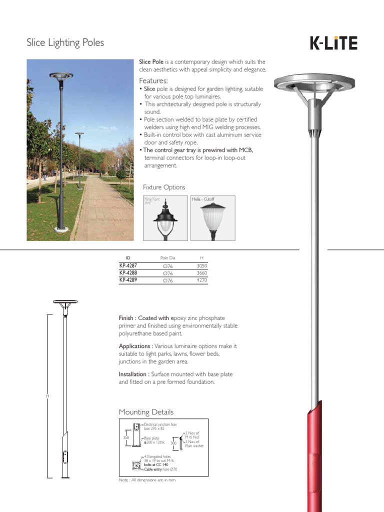 Klite-Slice Lighting Poles-10 | PDF | Mechanical Engineering | Materials