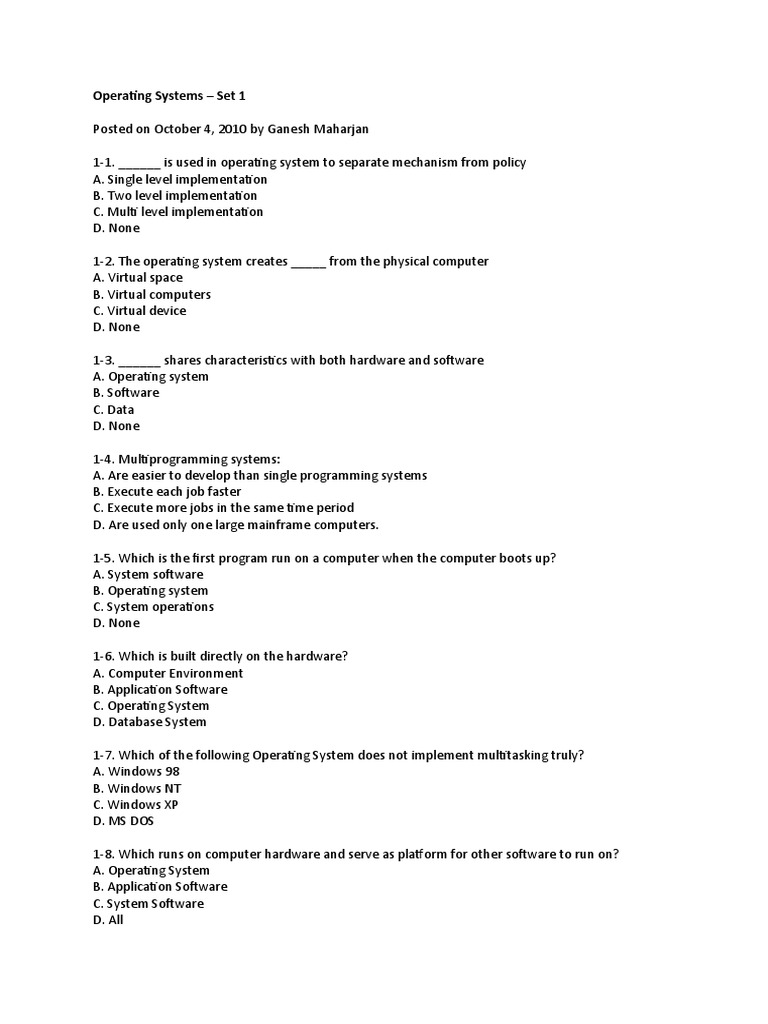 Os MCQ | PDF | Process (Computing) | Scheduling (Computing)