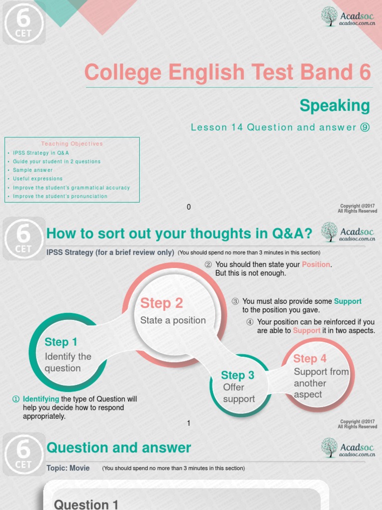 College English Test Band 6: Speaking | PDF | Movie Theater | Question