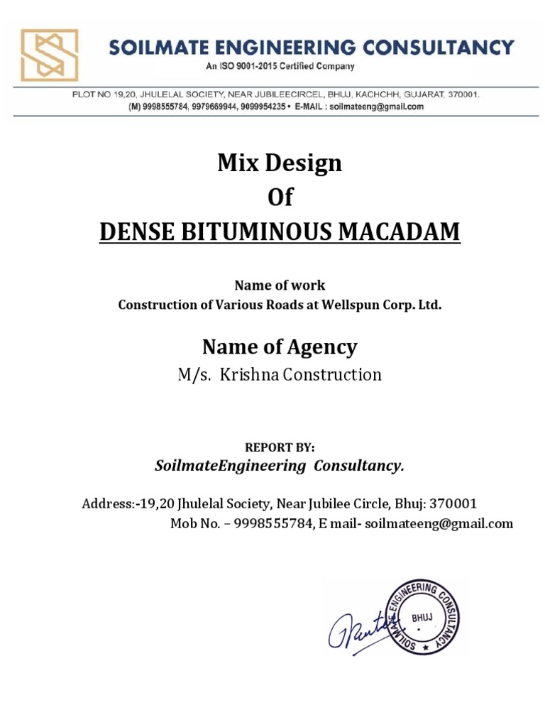 MIX DESIGN DBM Well Spun | PDF | Asphalt | Physical Sciences