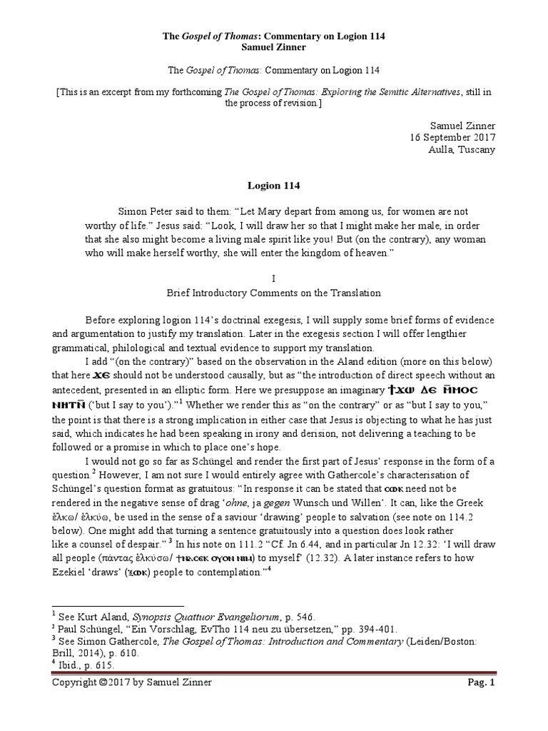 The Gospel of Thomas Commentary On Logio | PDF | Gospel Of Thomas ...