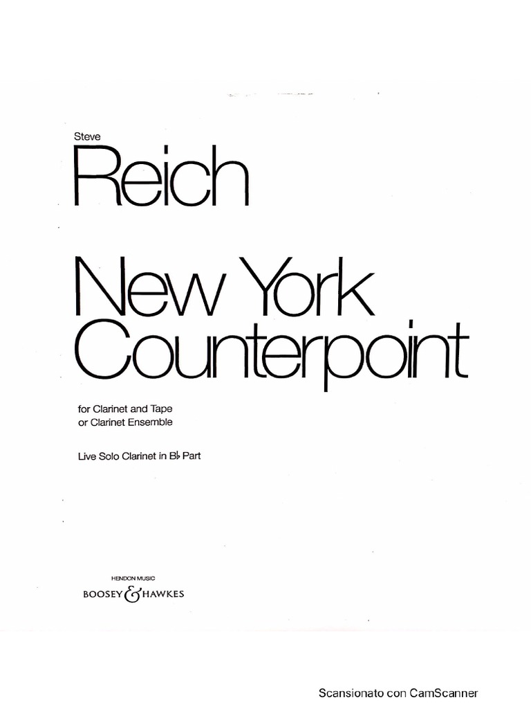 REICH - New York Counterpoint - Steve Reich - Live Clarinet Part PDF | PDF