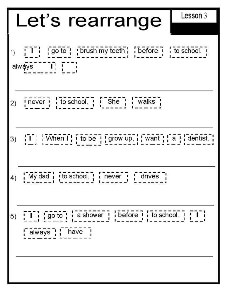 Rearranging Sentences Worksheet | PDF | Wellness