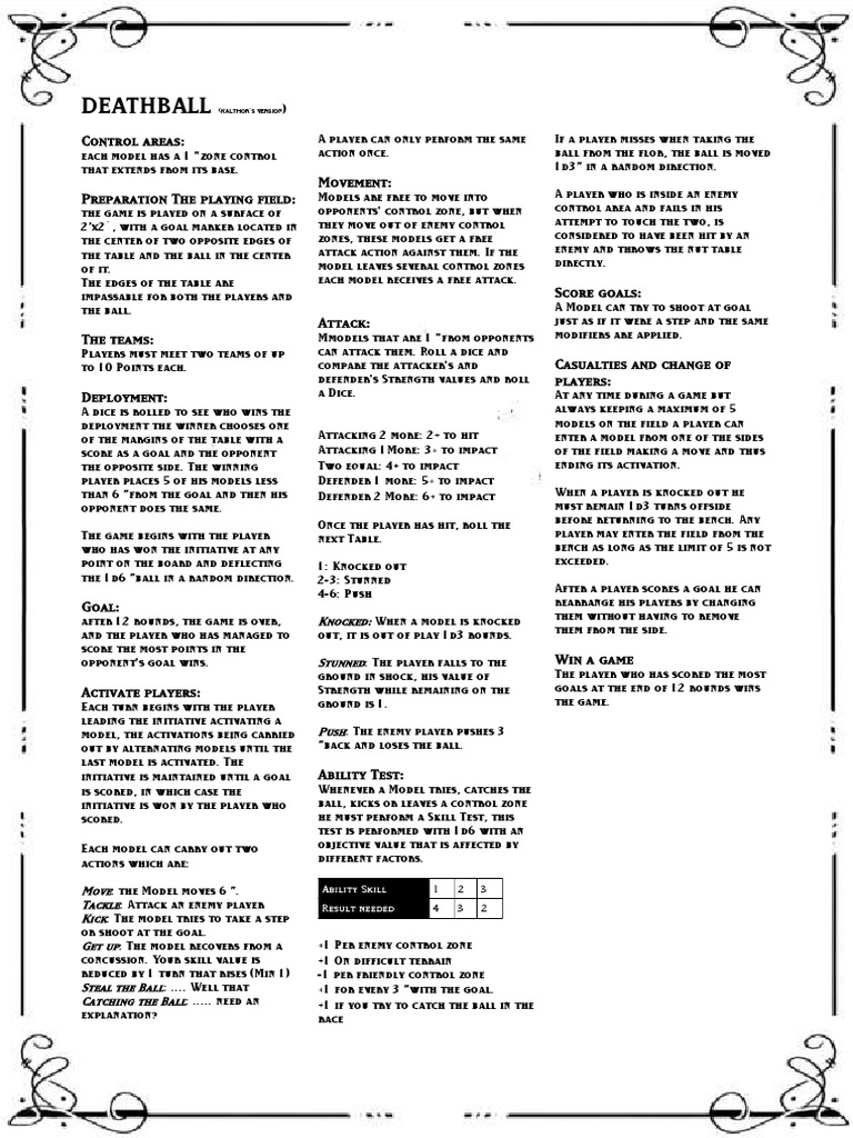 Deathball English Rules | PDF | Leisure | Sports