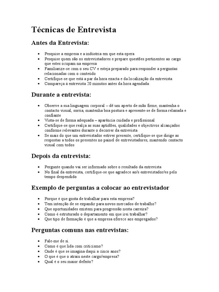Guias Completos para Entrevistas de Emprego: Técnicas, Perguntas e ...