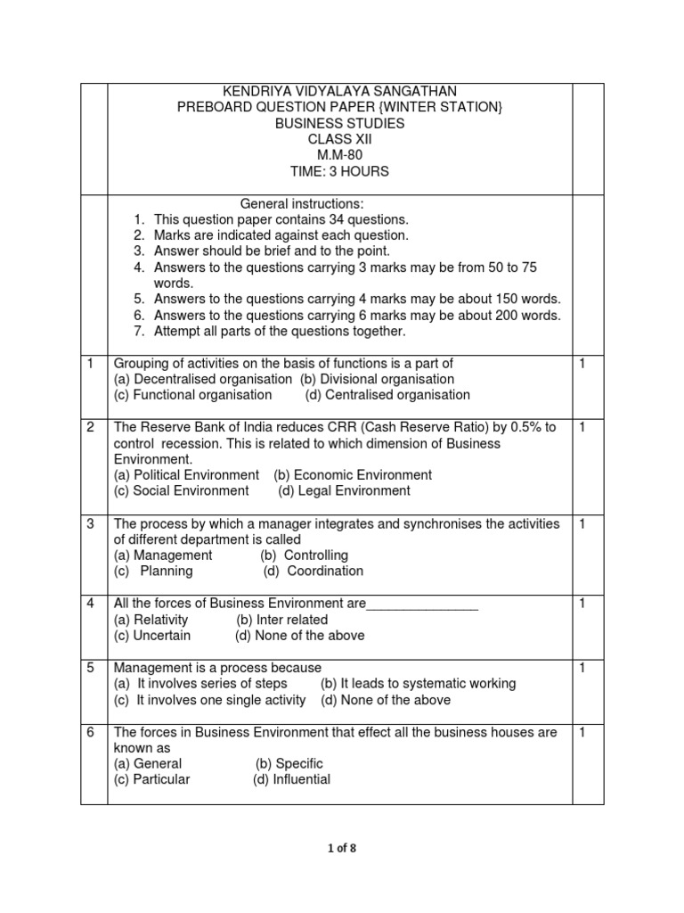 Preboard Question Paper BST 2020-21 | PDF | Value (Economics) | Marketing