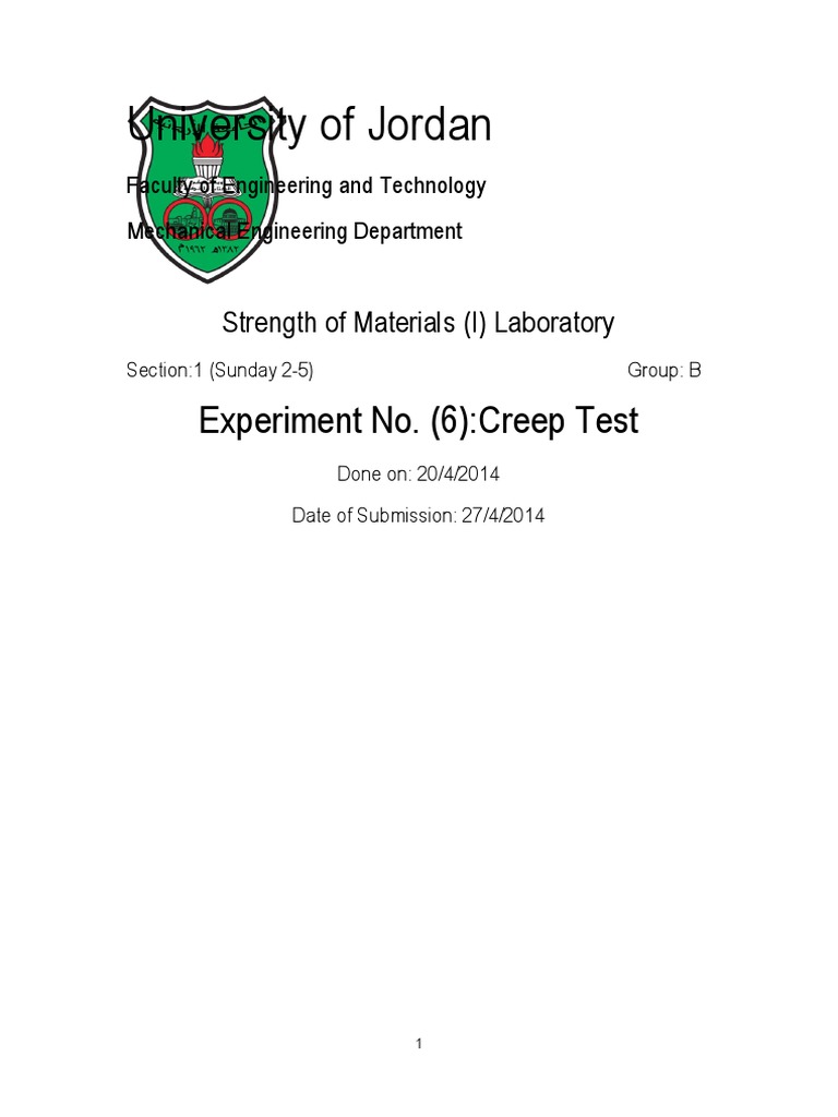 Strength Lab No. 6-Creep Test | PDF | Creep (Deformation) | Fracture