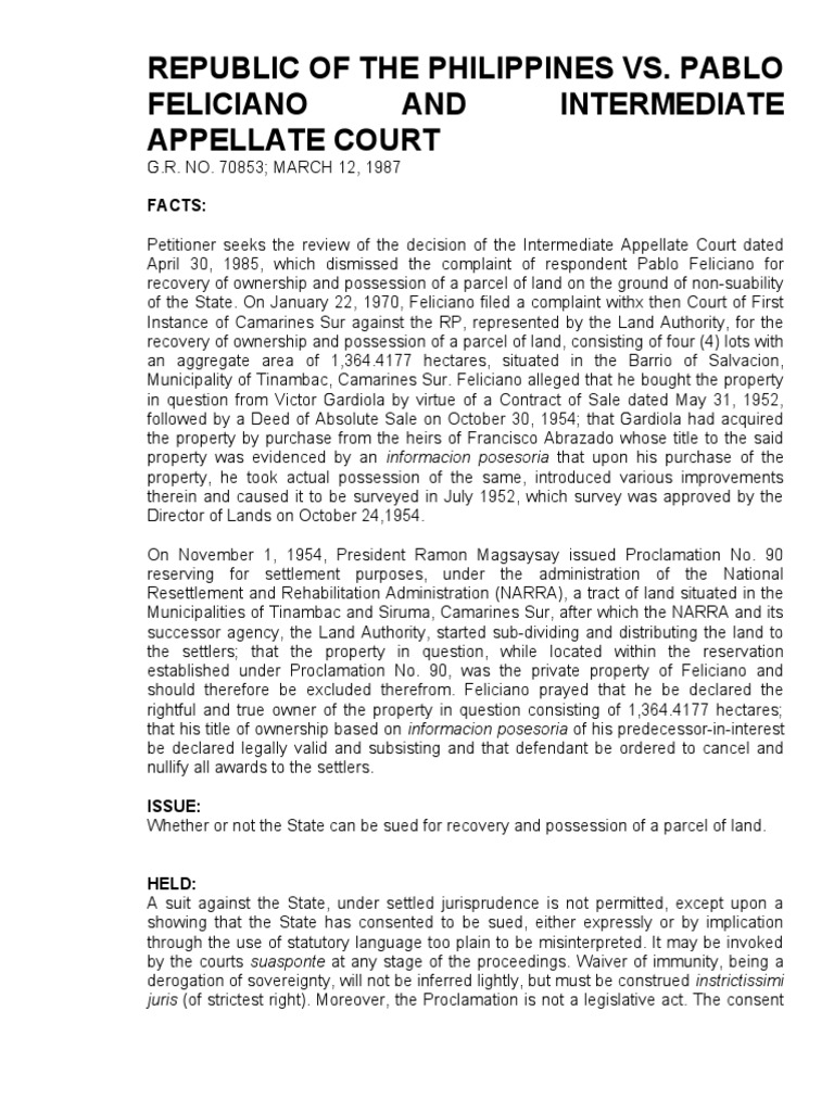 State Immunity - Cases | PDF | Sovereign Immunity | Lawsuit