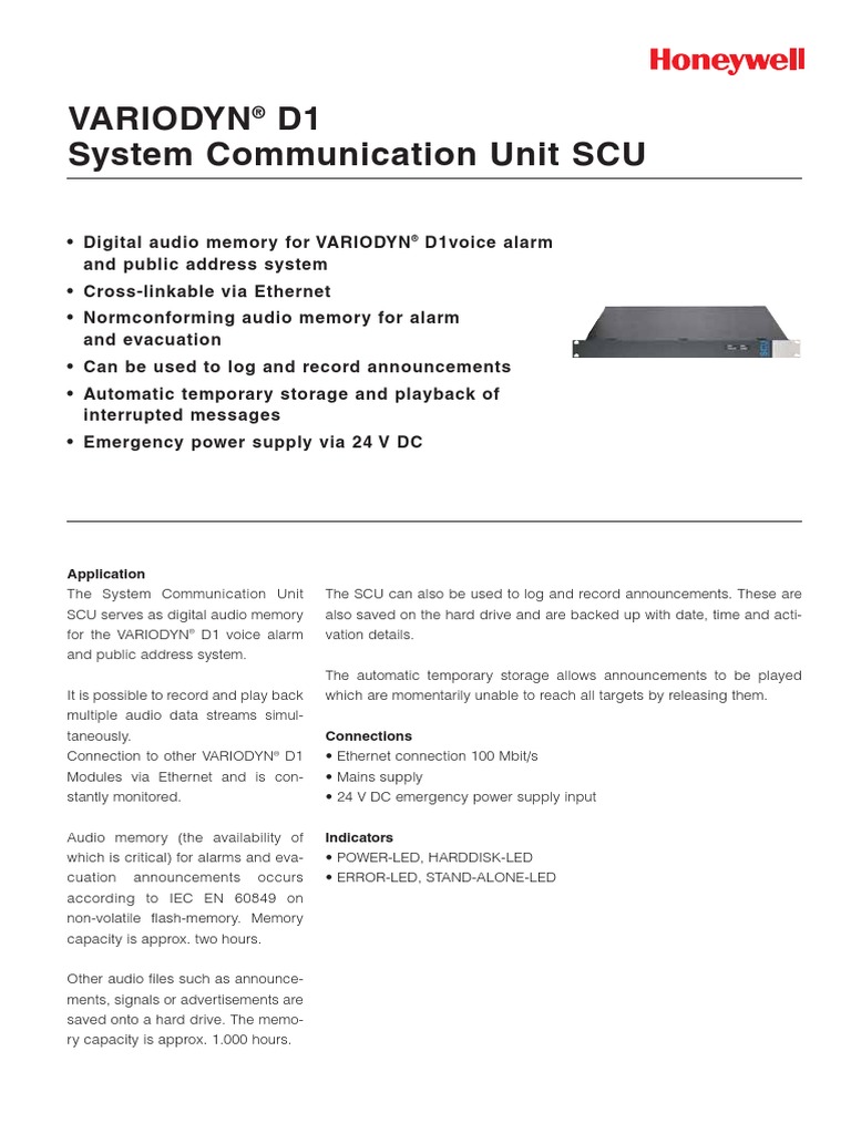 Variodyn D1 System Communication Unit SCU | PDF | Digital Audio | Power ...