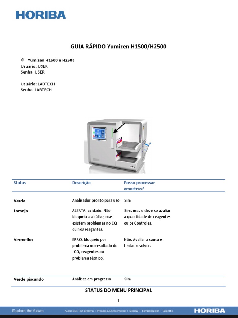 Guia Rápido Yumizen H1500/H2500 | PDF | Inicialização (informática ...