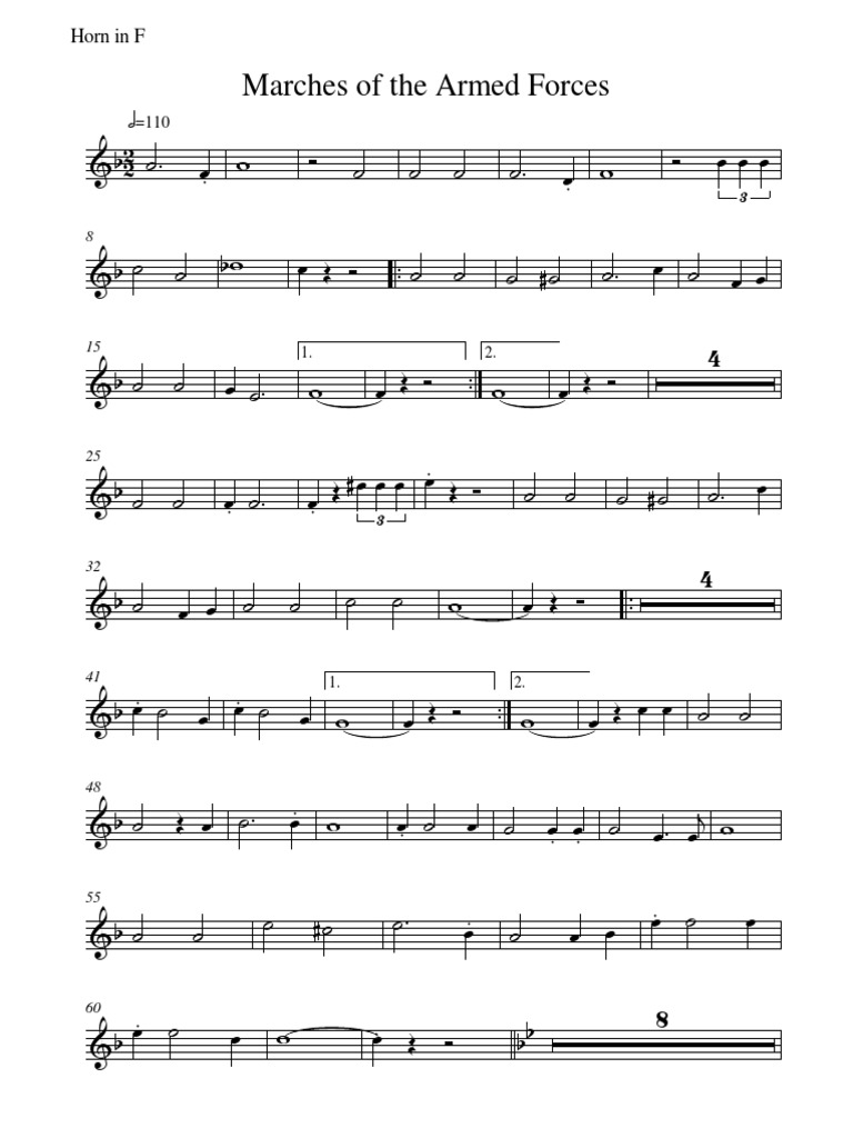 Marches of The Armed Forces: Horn in F | PDF