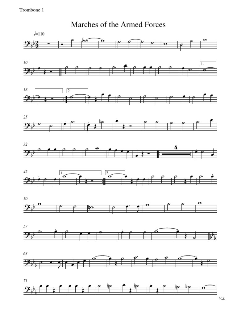 Trombone Sheet Music: Armed Forces March | PDF
