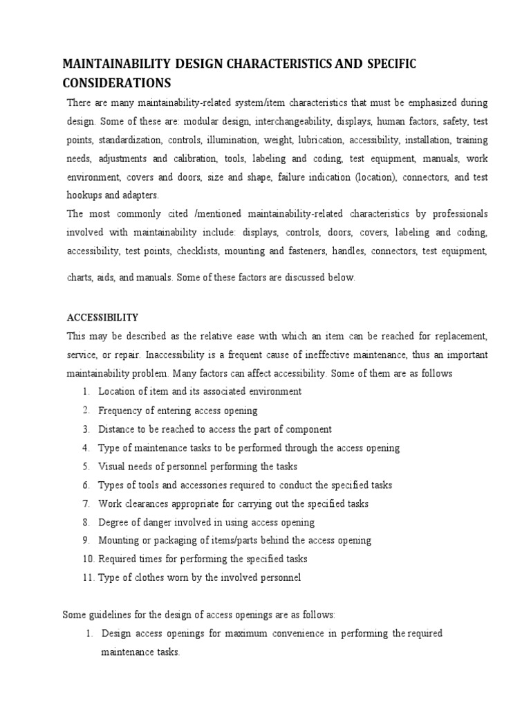 Maintainability Design Considerations | PDF | Modularity | Reliability ...