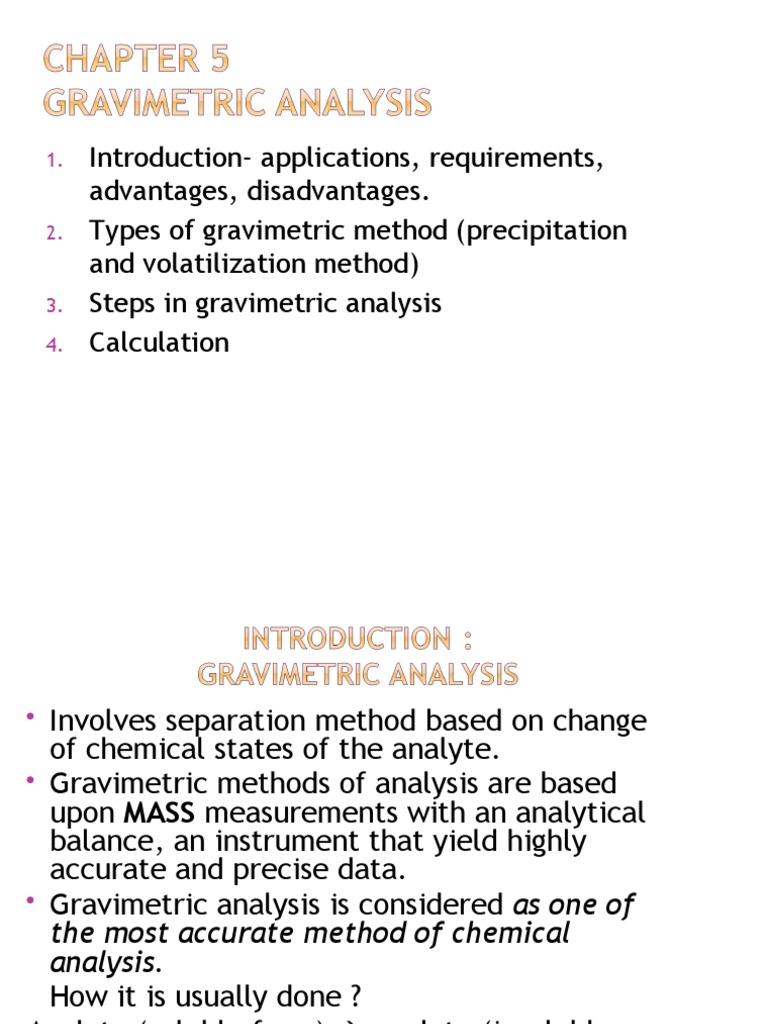 Chapter 5 GRAVIMETRIC ANALYSIS (A) | PDF | Filtration | Precipitation (Chemistry)