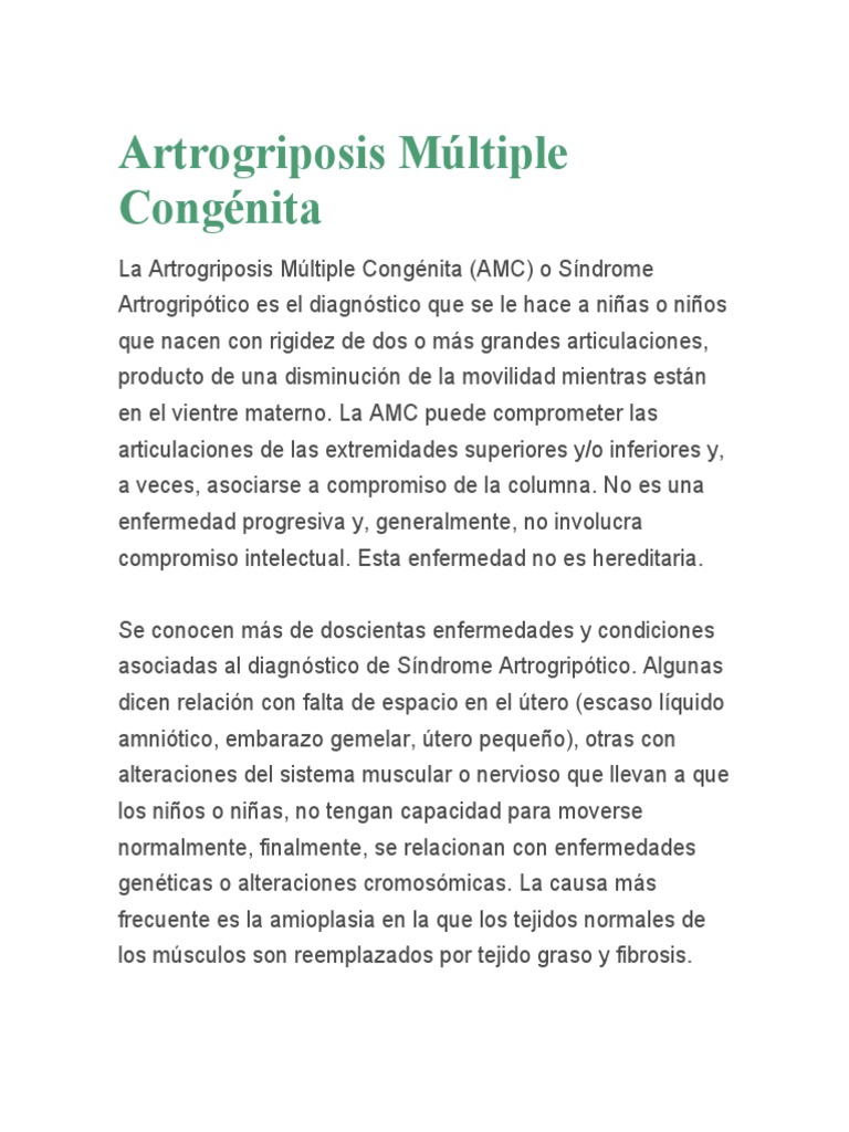 Artrogriposis Múltiple Congénita | PDF