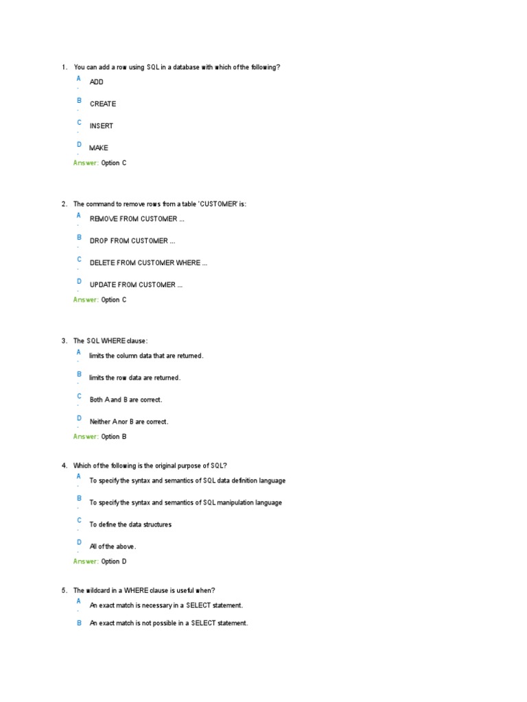 SQL Questions & Answers | PDF | Sql | Data Model