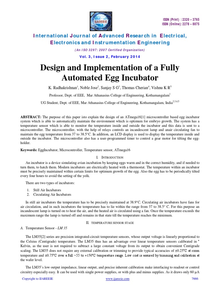 Design and Implementation of A Fully Automated Egg Incubator | PDF ...