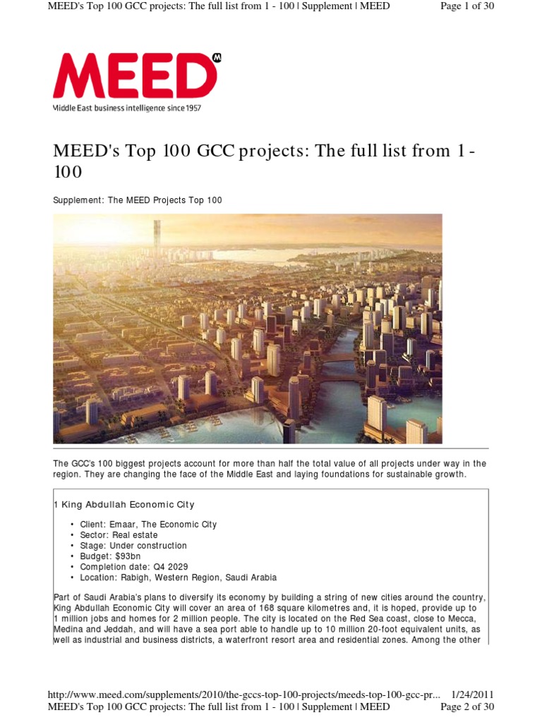 Top100 Projects in The ME | PDF | United Arab Emirates | Dubai